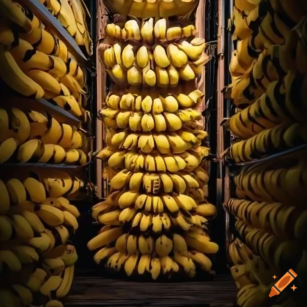 Storage hall full of bananas on Craiyon