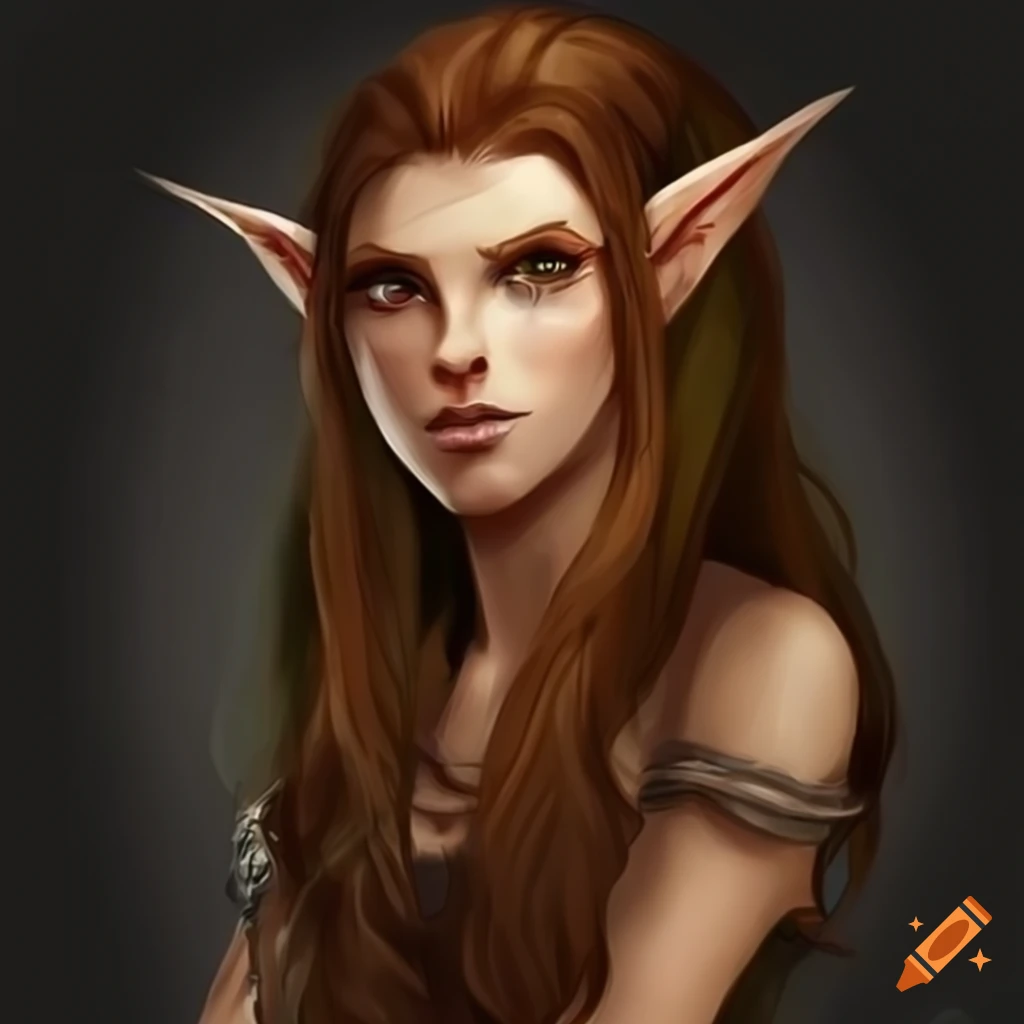 Female Wood Elf With Brown Hair And Brown Eyes On Craiyon