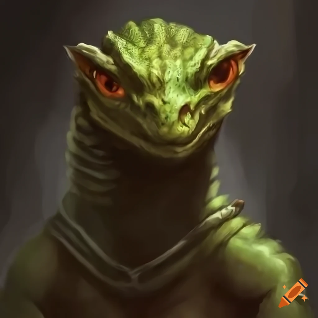 Dnd lizardfolk, portrait, 4k, high-detailed on Craiyon