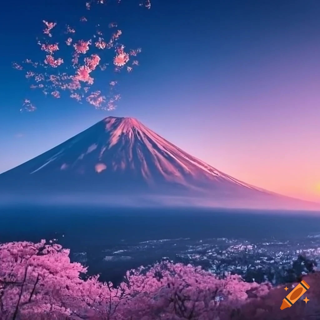 Mt. fuji, cherry blossom on Craiyon