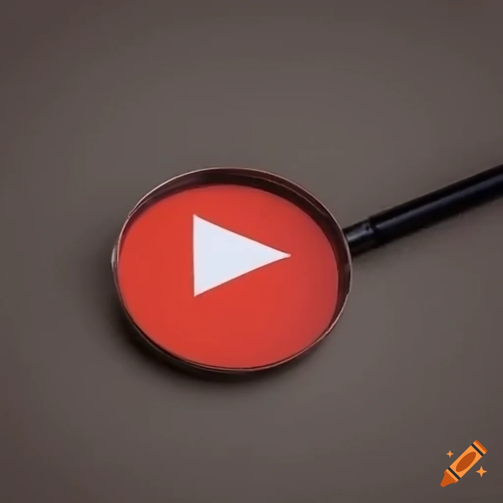 A clean drawing of magnifying glass with youtube logo on it. Logo ...