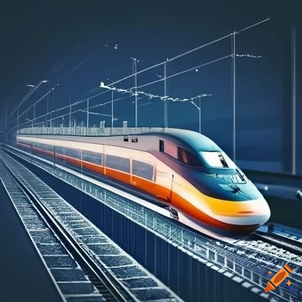 An electric high-speed train blueprint coming to life on Craiyon