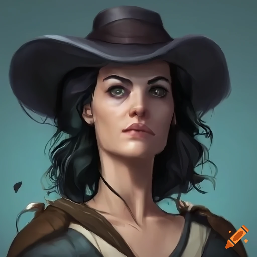 Jaimie alexander as bored dnd female ranger, musketeer hat, portrait ...