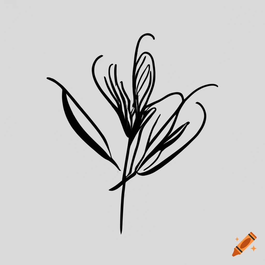 Hand drawn creative wildflower design, side profile, simple ...
