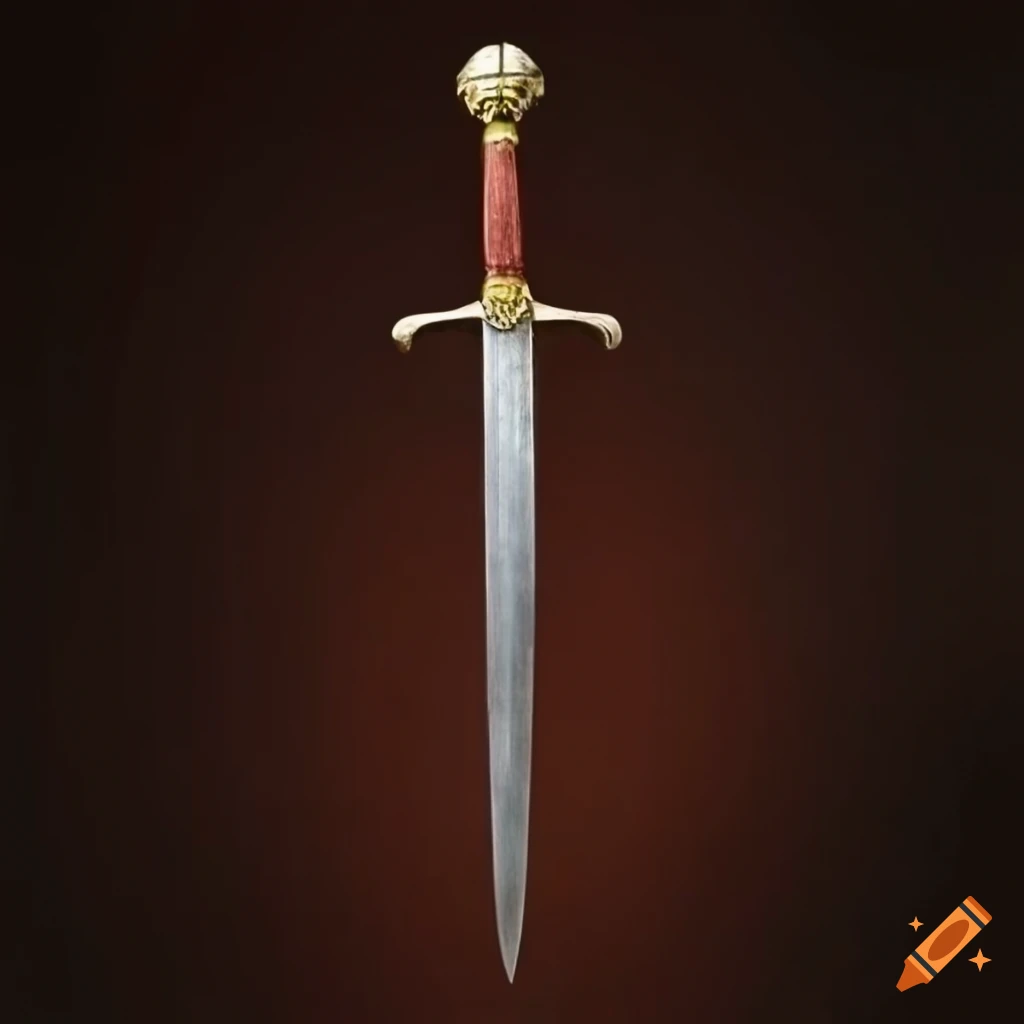 A vaguely roman vaguely british broadsword fully in frame on Craiyon