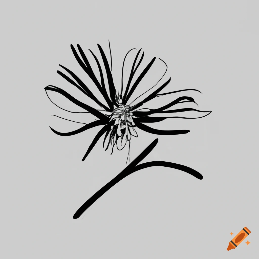 Hand drawn creative wildflower design, side profile, simple ...