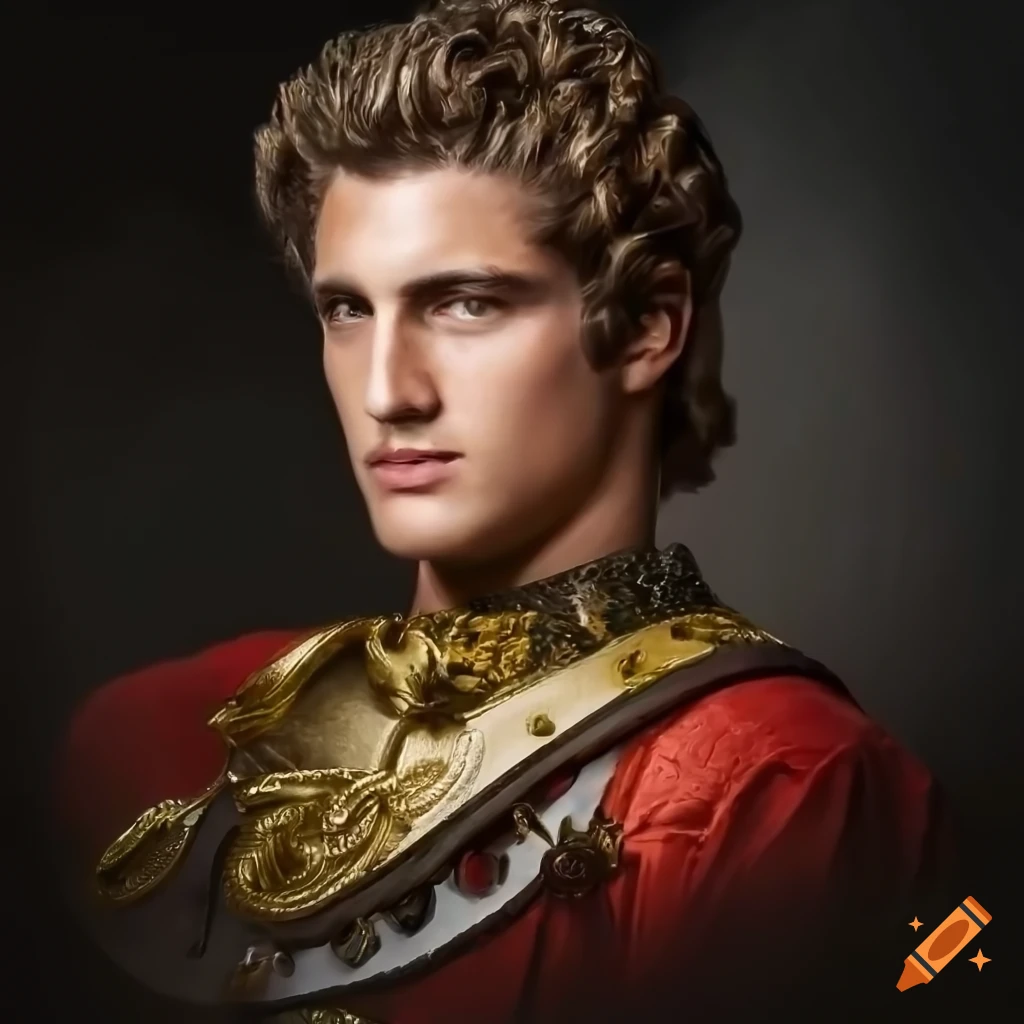 Portrait of Alexander the Great on canvas close up photorealistic on ...