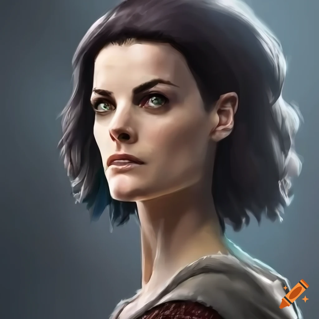 Jaimie Alexander As Serious Dnd Female Ranger Poncho Bun Haircut Portrait 4k High Detailed