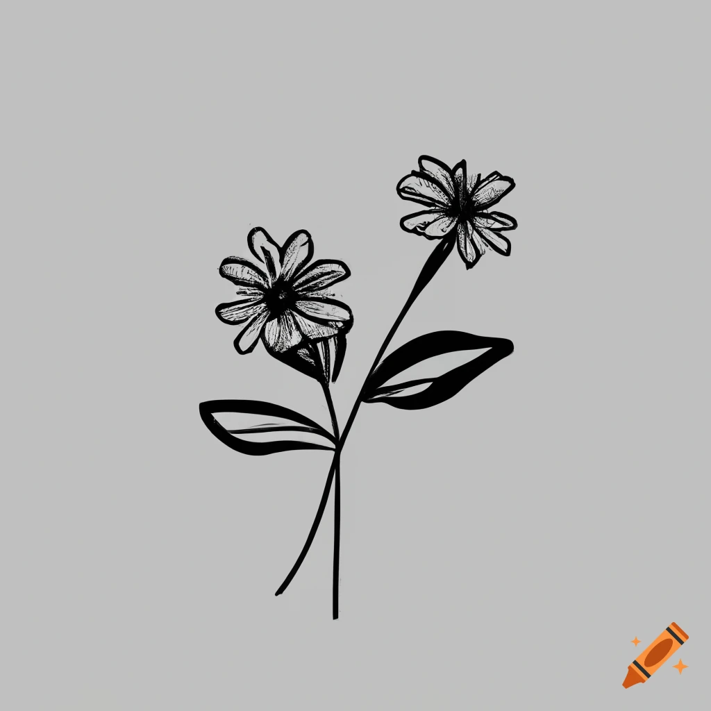 Black And White Flower Tattoo On Side