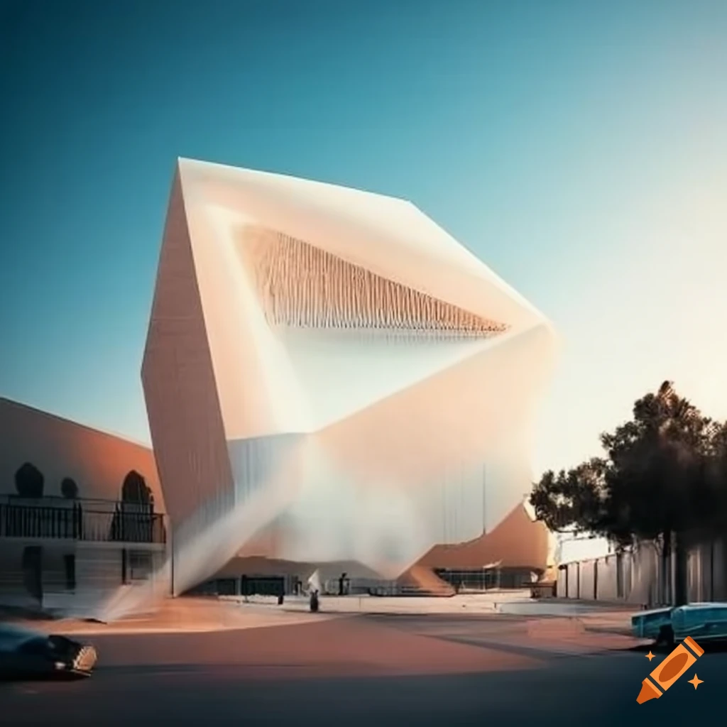 A modern architectural building design of a palestinian cultural center
