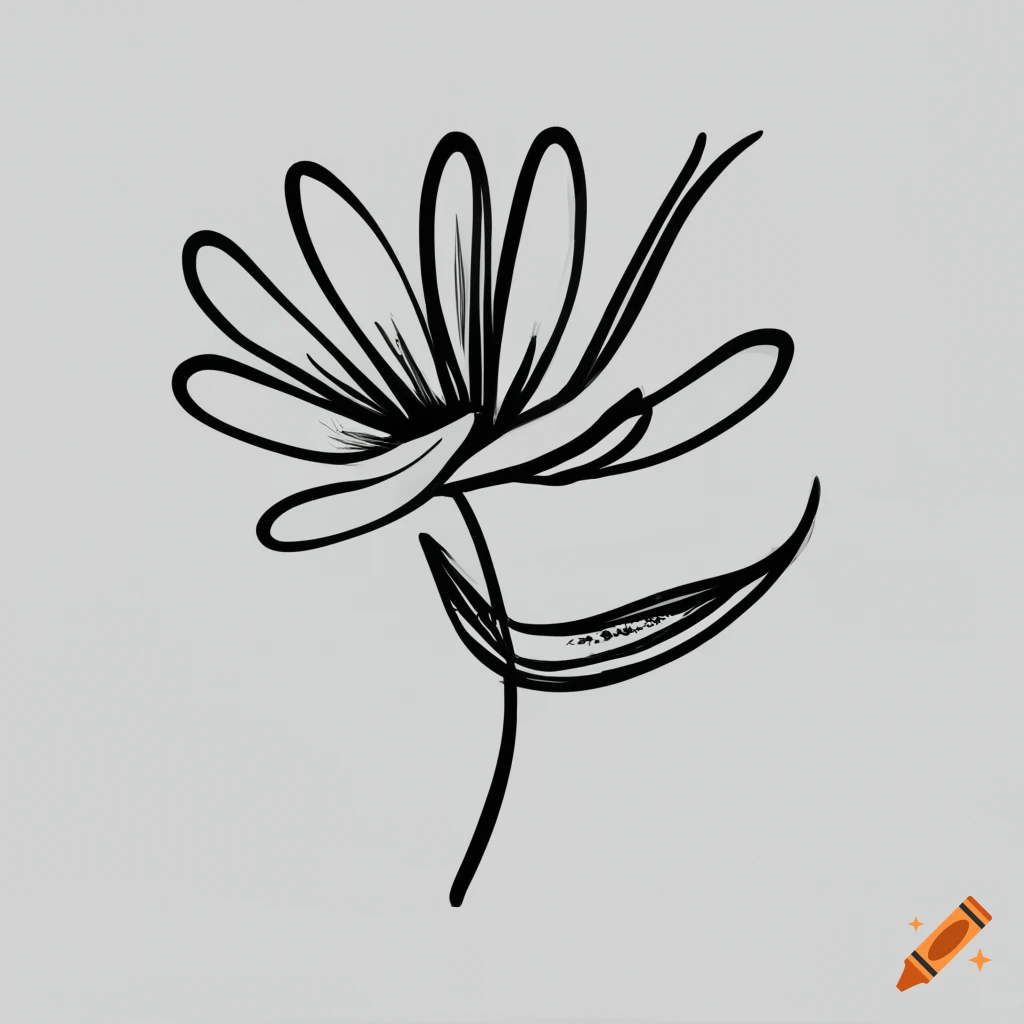 Hand drawn creative wildflower design, side profile, simple ...