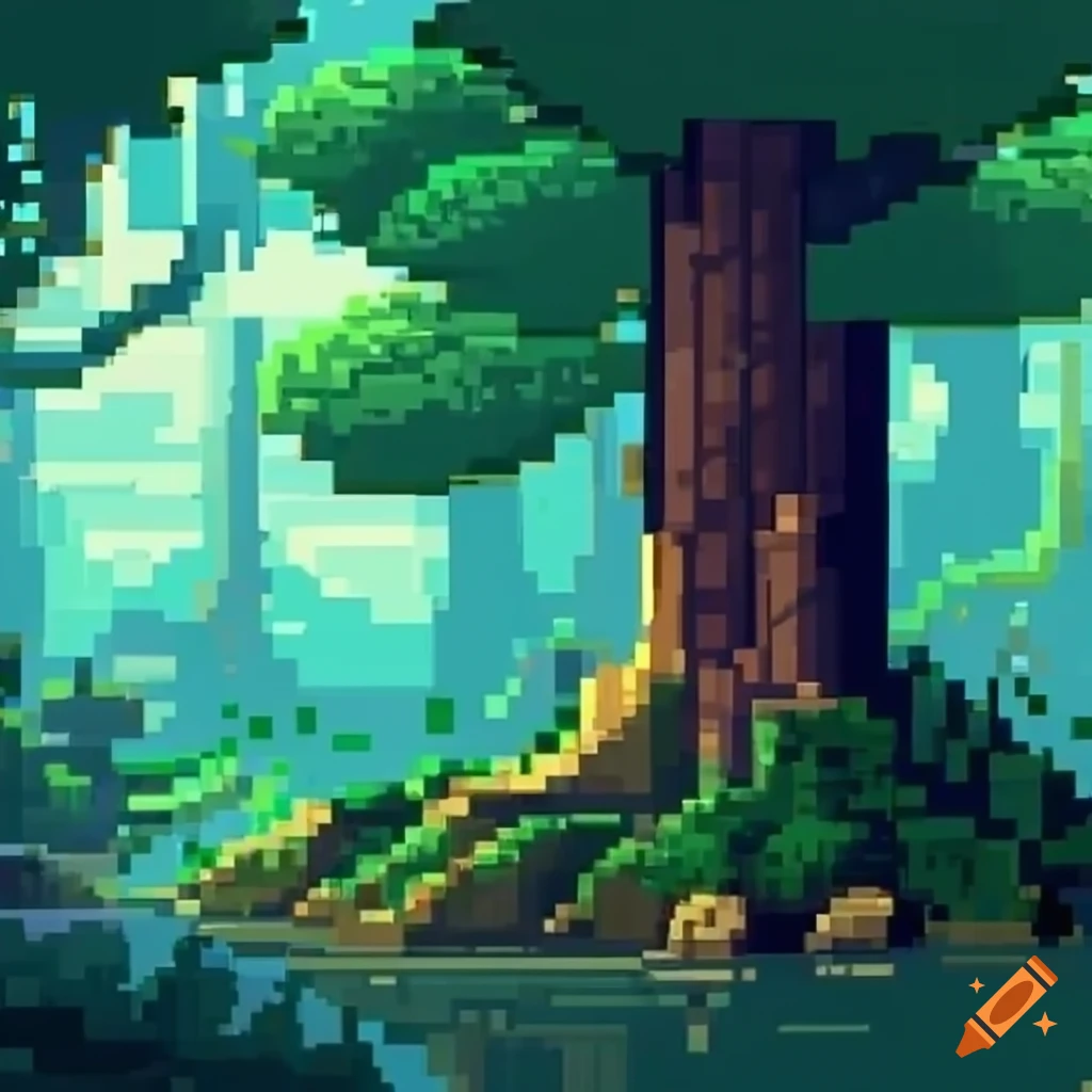 Pixel art, nature, backgruond for gaming on Craiyon