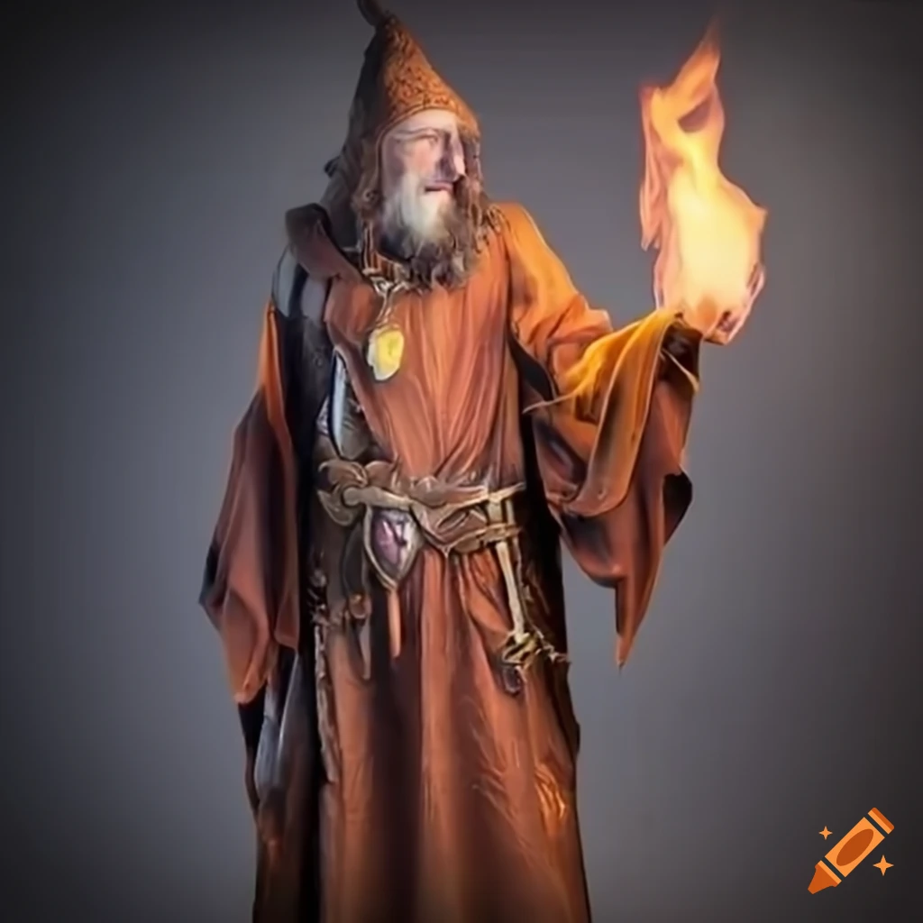 Male friendly wizard with fire & ice, mage stuff