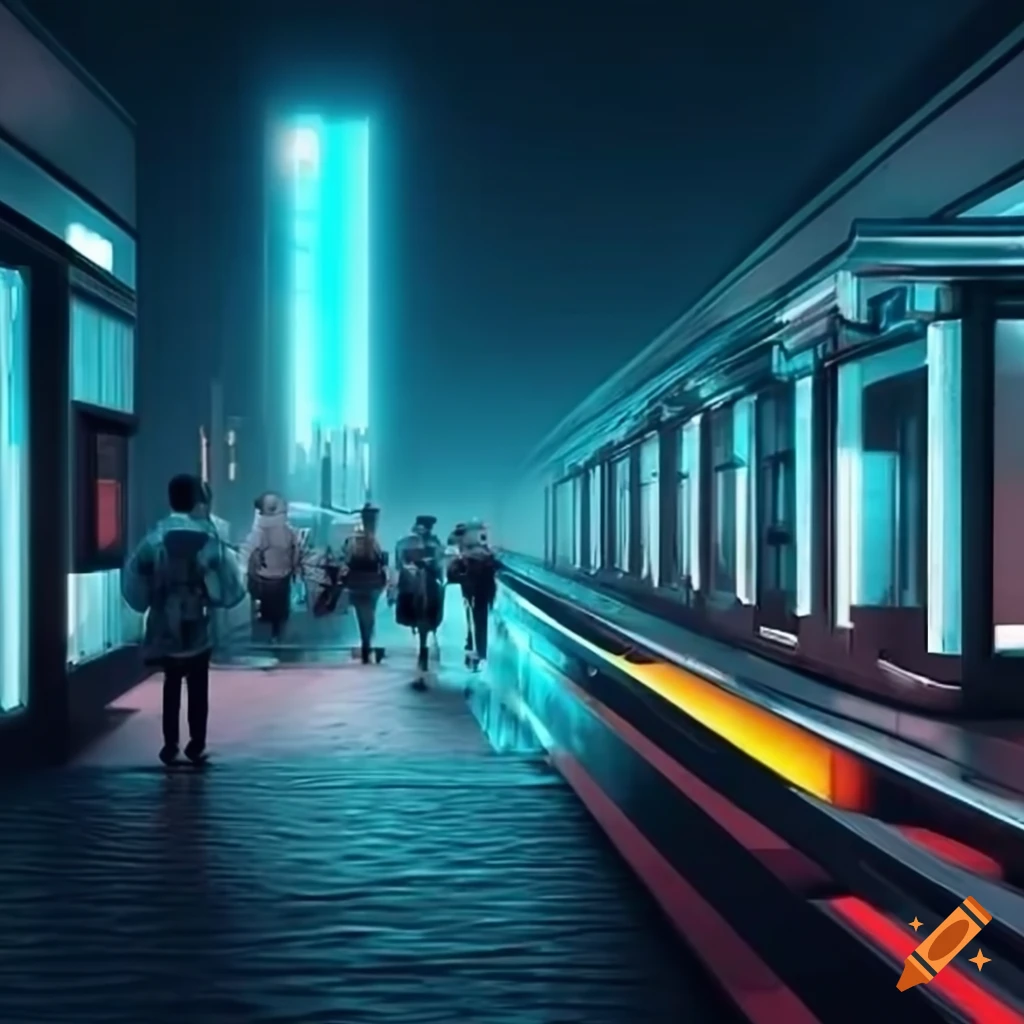 Futuristic metro stop
