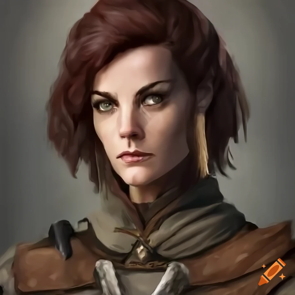 Jaimie alexander as serious dnd female ranger, poncho, brown hair ...