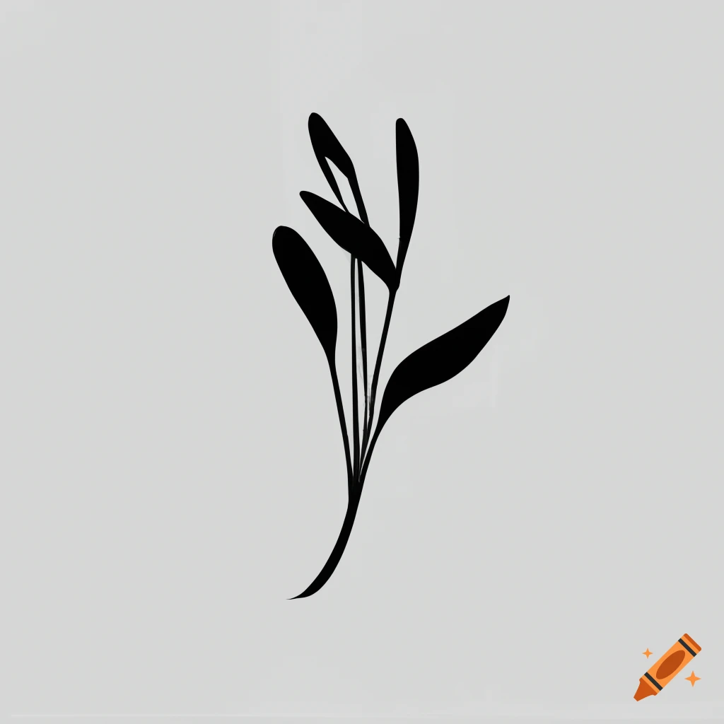 Hand drawn creative wildflower design, side profile, simple ...