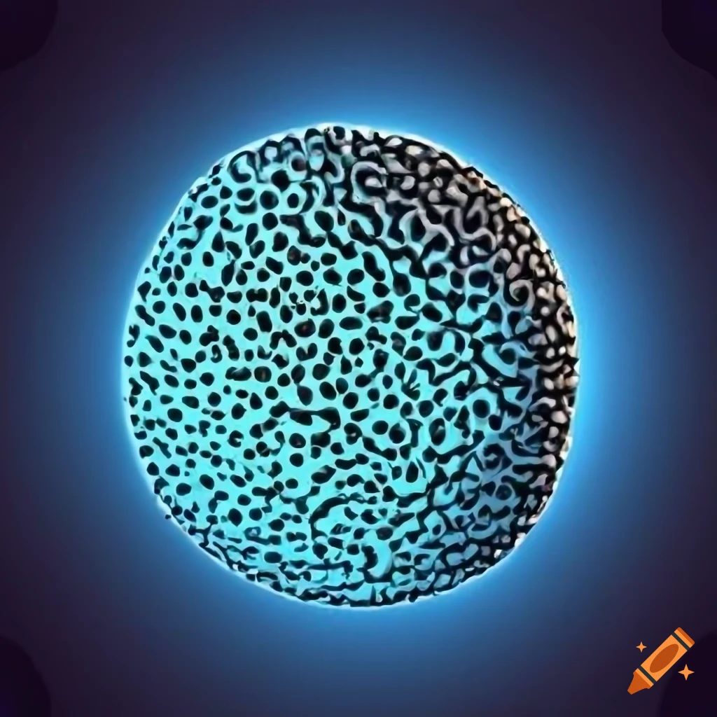 The view of a generic, round cell from the bottom surface with randomly ...