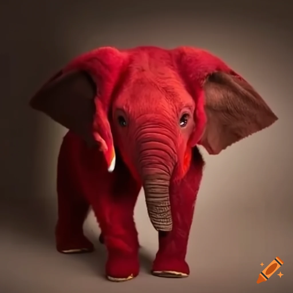 An elephant big and red but very furry like Clifford on Craiyon