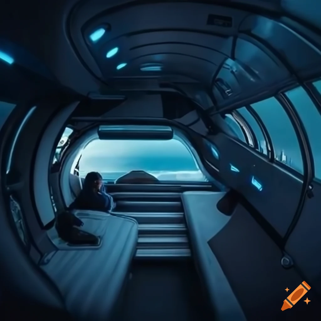 A sci-fi polar bear driving a flying bus in the future on Craiyon