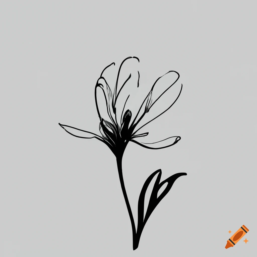 Hand drawn creative wildflower design, side profile, simple ...