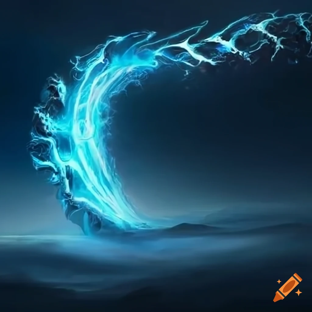 Fantasy magic icon, electric bolts forming a large wave of it on Craiyon