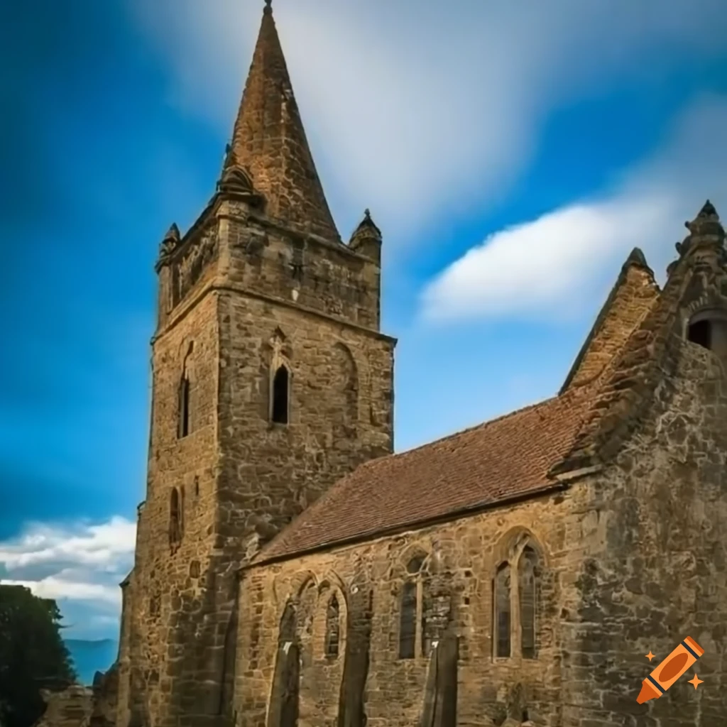 Medieval church with limestone walls on Craiyon