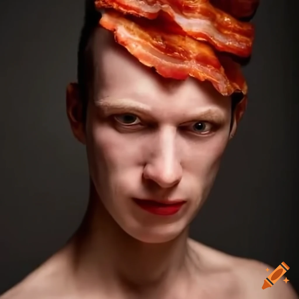 Man dressed as a bacon strip