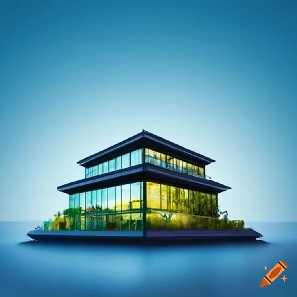 Sustainable building with solar panels on Craiyon