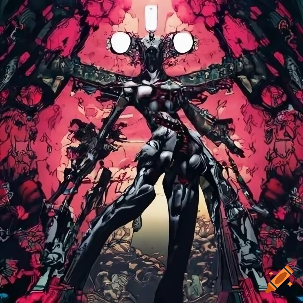 Hajime sorayama, comic book style, art deco, yoji shinkawa, gun ...