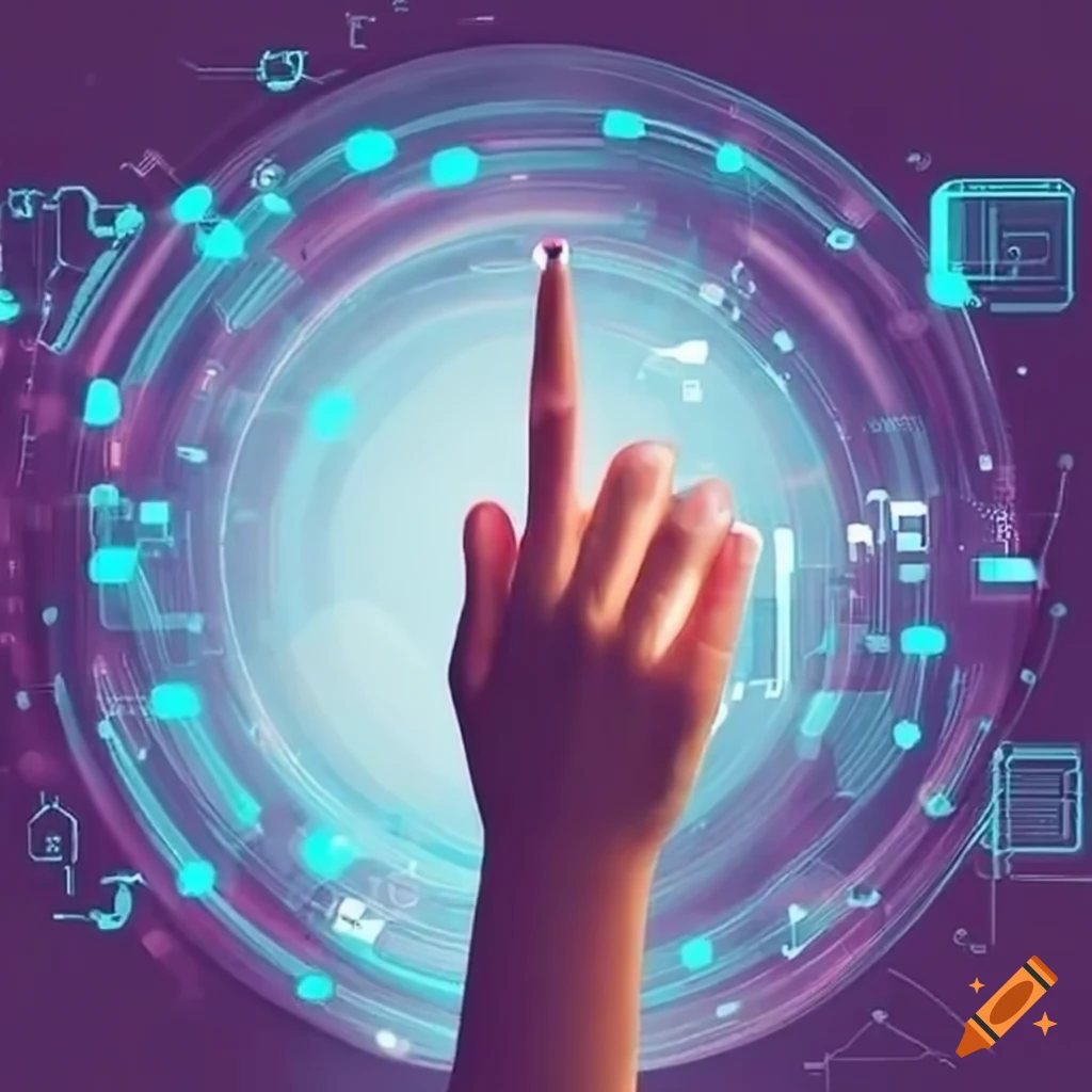 Finger touching a technology interface