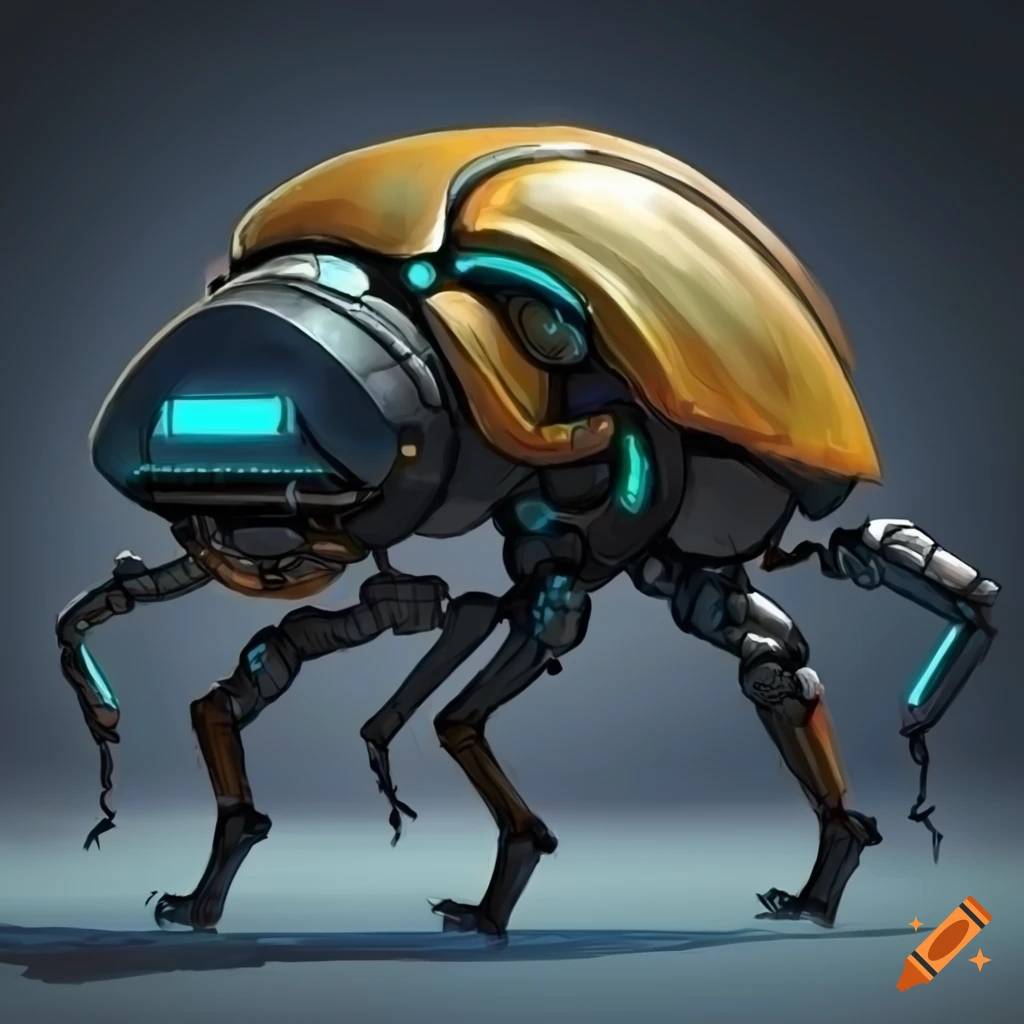 Robotic futuristic beetle, concept art on Craiyon