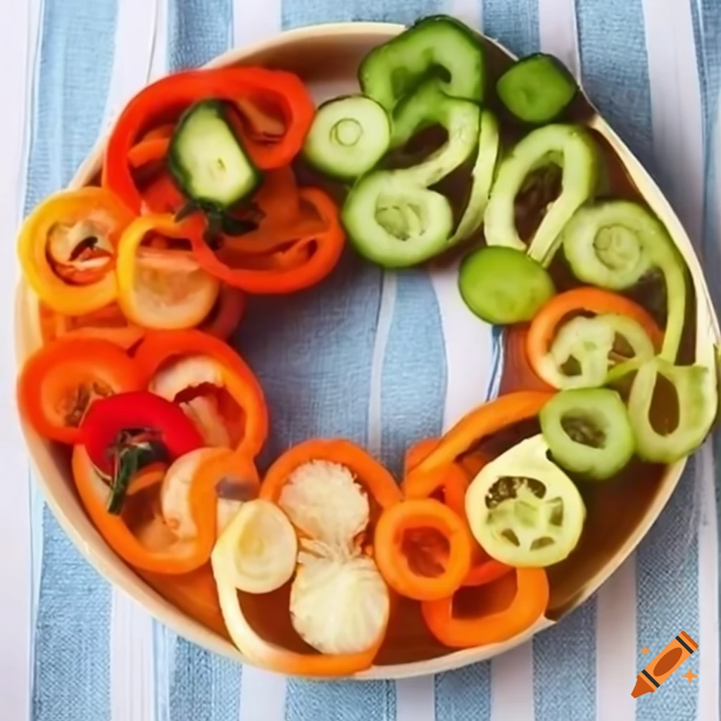 Vegetables cut into half rings