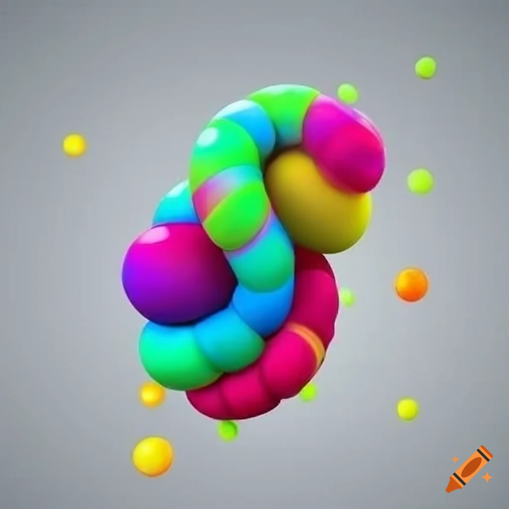 Mobile, worm made of ball segments, stylized, high contrast, bright colors