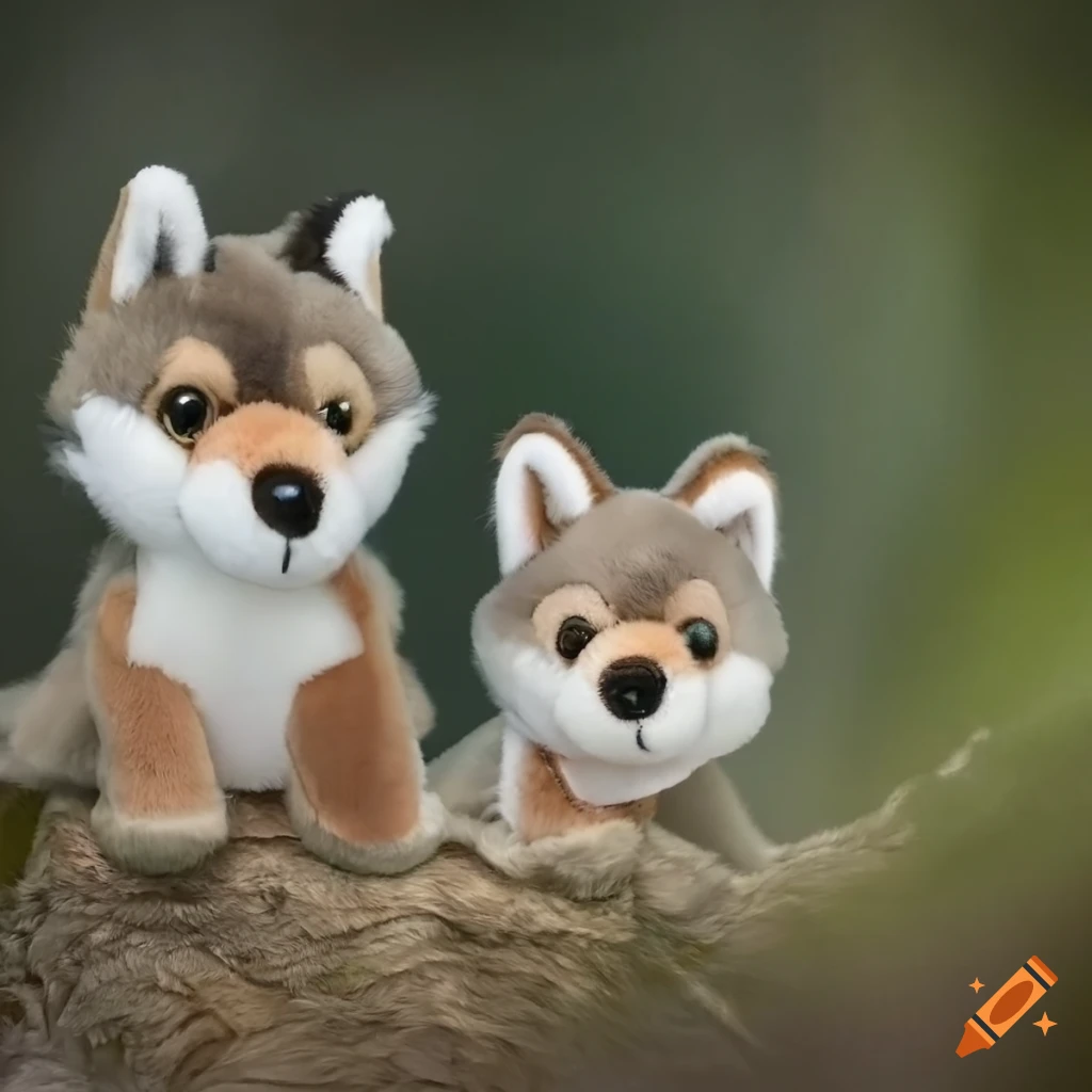 2 majestic tiny wolf plushies on Craiyon
