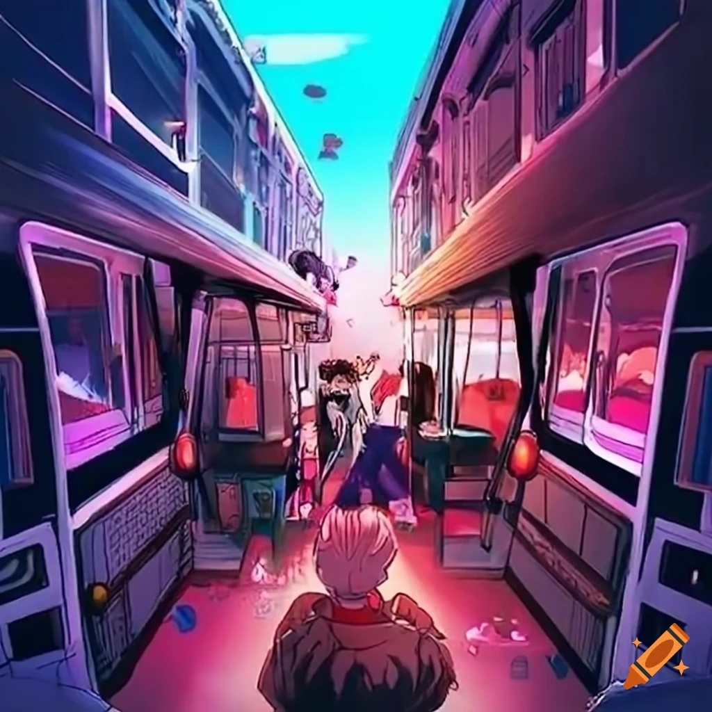 3 story manga bus on Craiyon