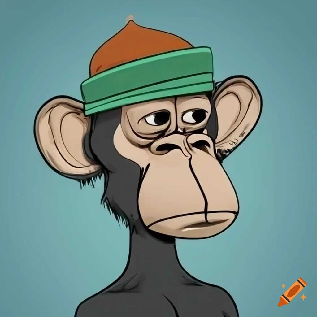 Nft of a bored ape wearing a hat on Craiyon