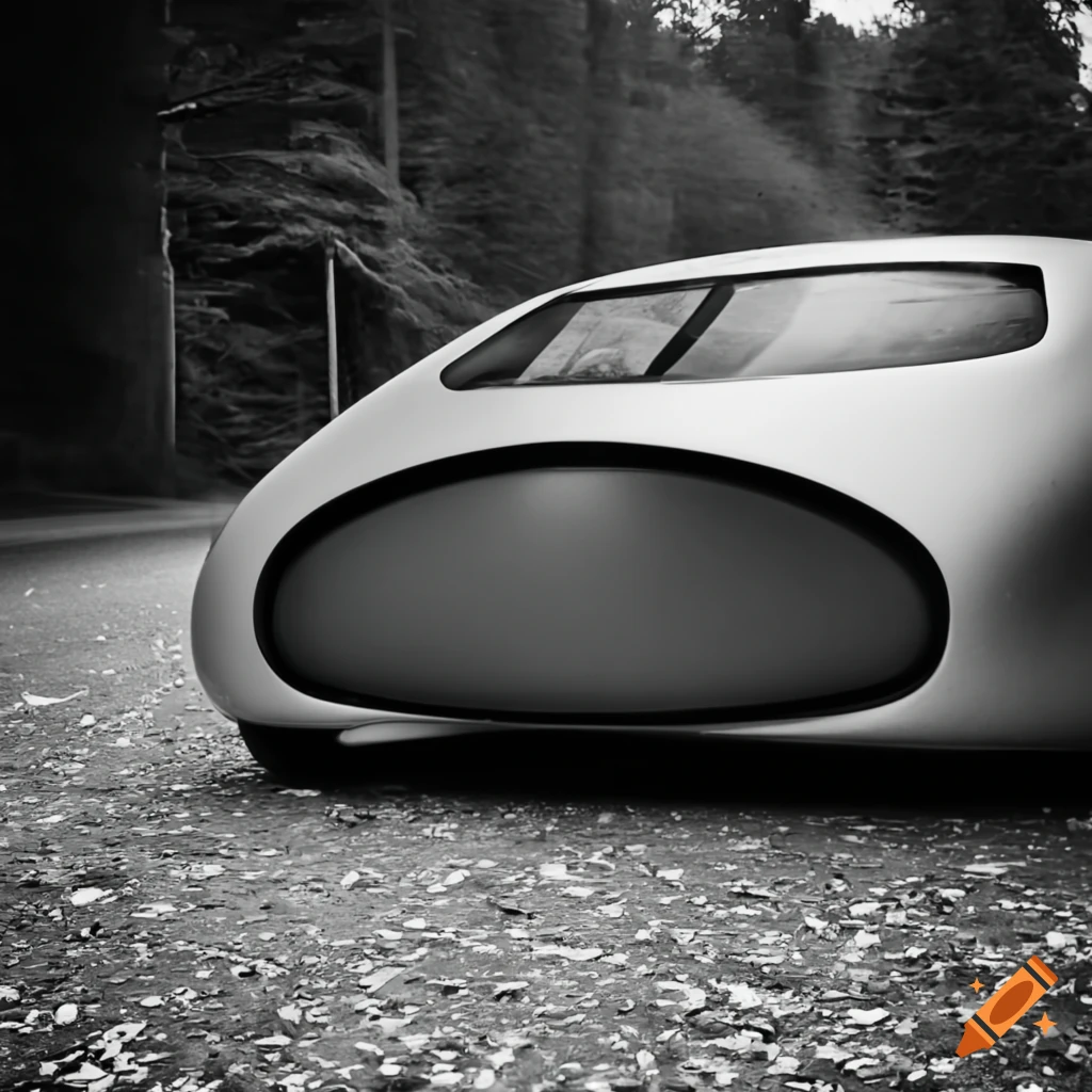 Futuristic car parked on a gravel road