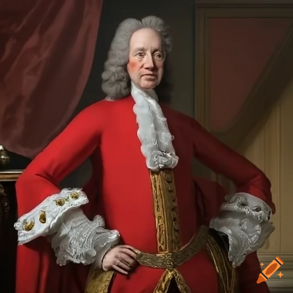 17th century british governor wearing red on Craiyon