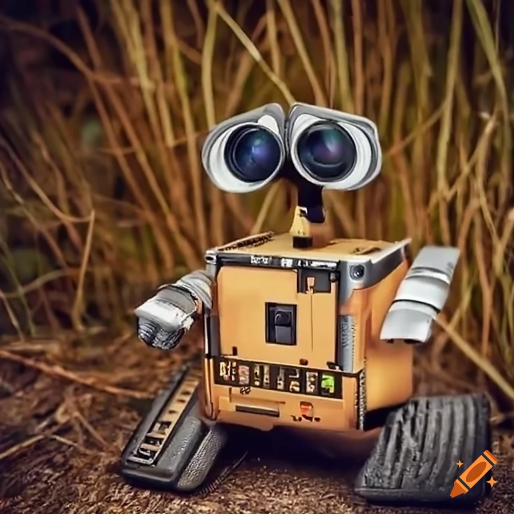 Wall-e holding a sony camera on Craiyon