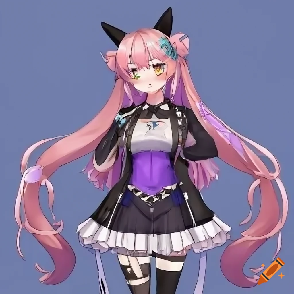 Nijisanji Vtuber Selen Tatsuki wearing Mine-type-girl outfit on Craiyon