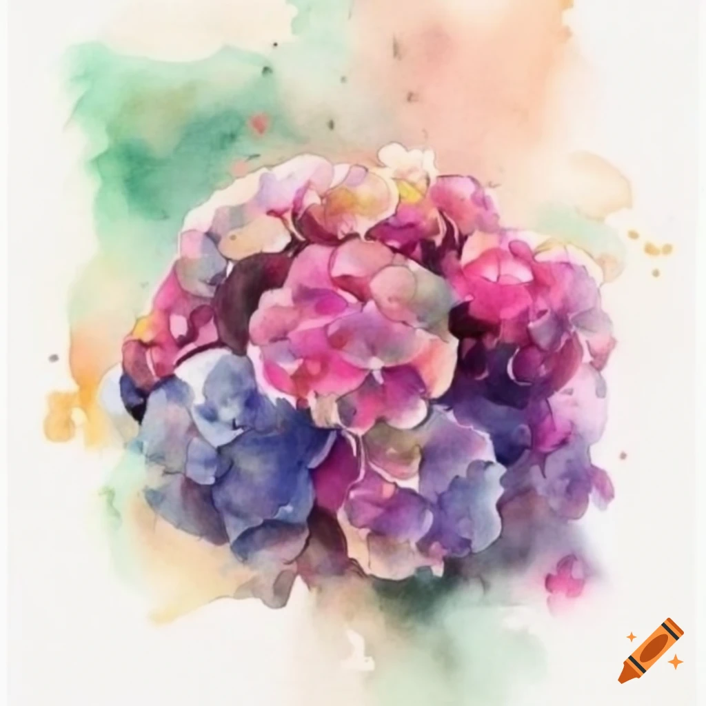 Hydrangea, watercolor insanely detailed