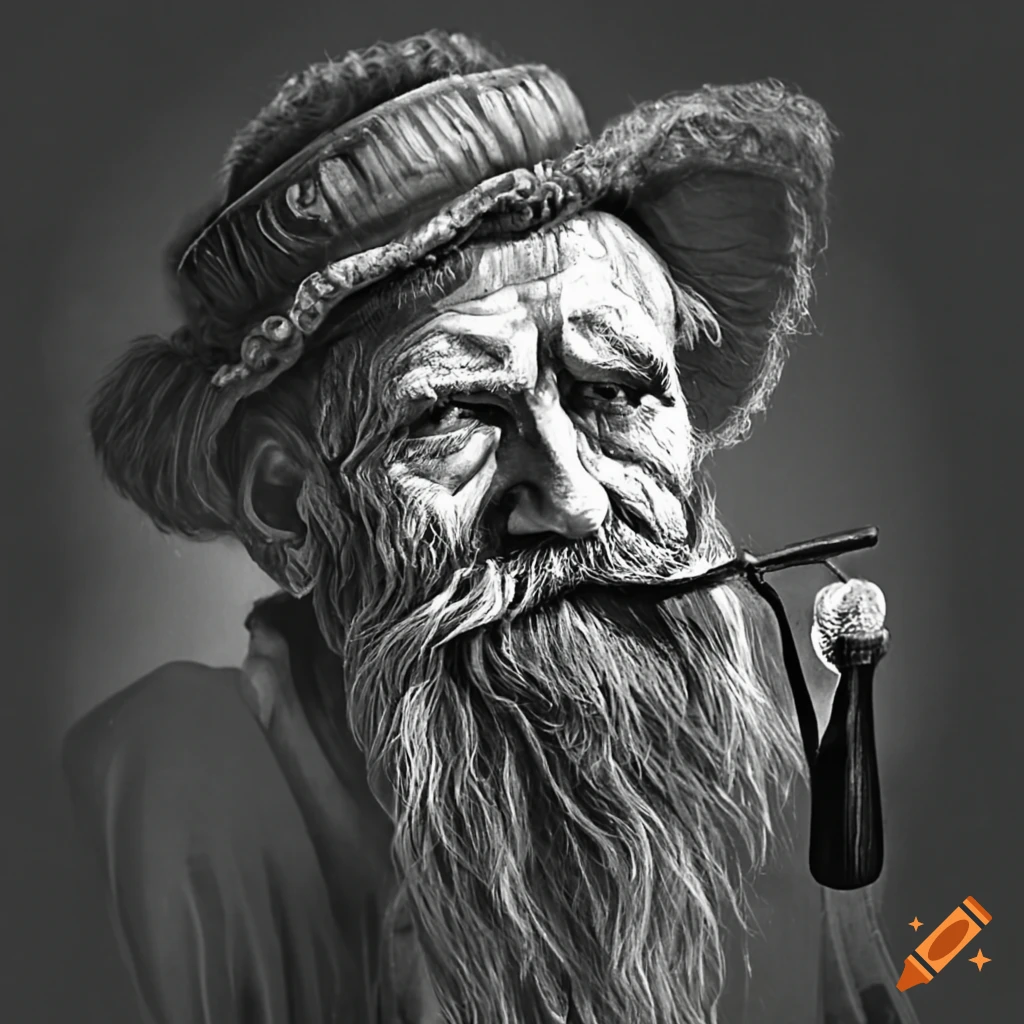 1900's logger with a beard and a pipe in his mouth