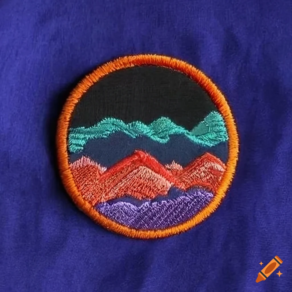 A round embroidered patch with a festival aesthetic from the 90s where ...