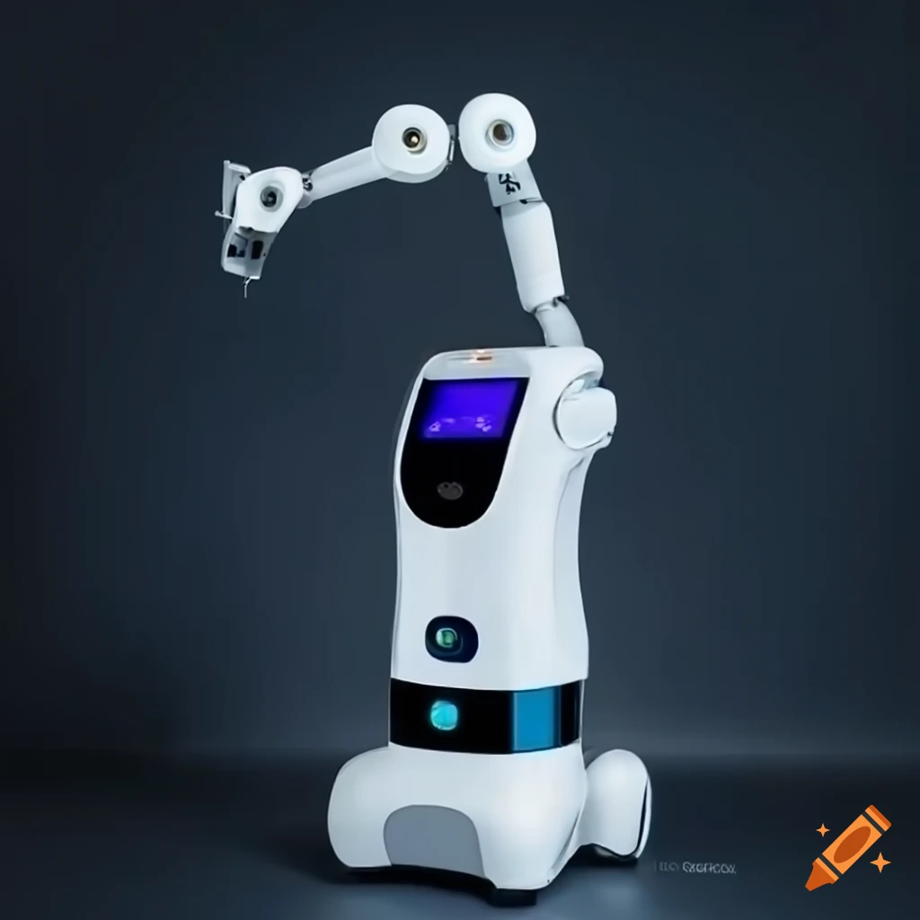 A medical robot in the form of a terminal with articulated arms ...