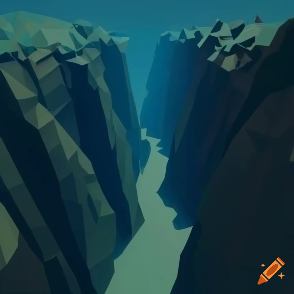 Looking down from the top of a dangerous gorge which trails off into ...