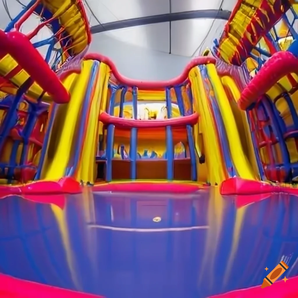 Giant massive indoor playground with open sky on Craiyon