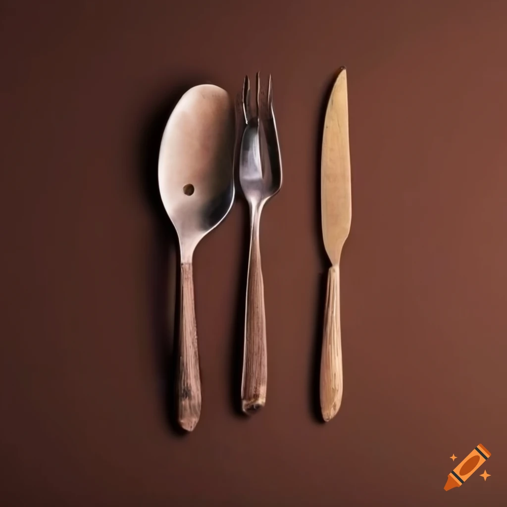 A table top view with spices, fork and knife