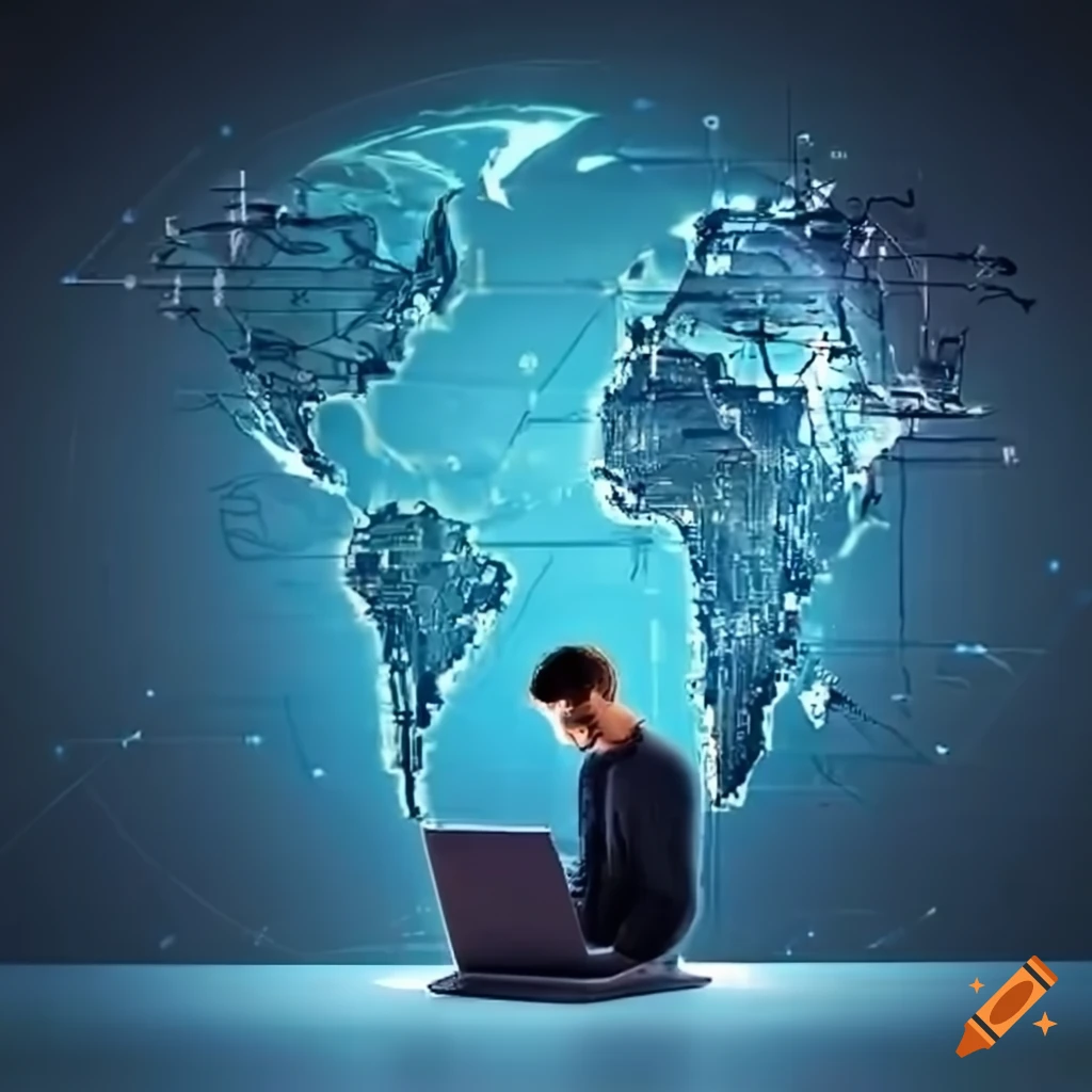 A multitude of computers communicating with each other over a computer ...