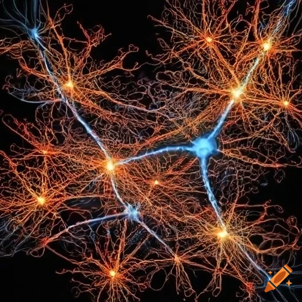 Visualizing a network of neuron connections in the brain on Craiyon