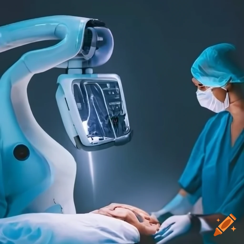 Robotic medical scanner examining a patient's body on Craiyon